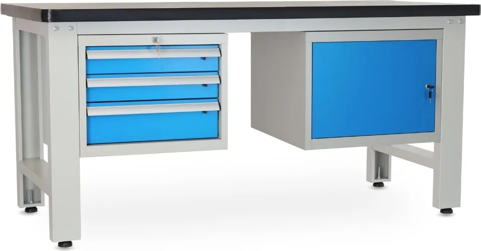 Dílenský stůl Solid MDF-31, 180 cm, 2 závěsné boxy, černá