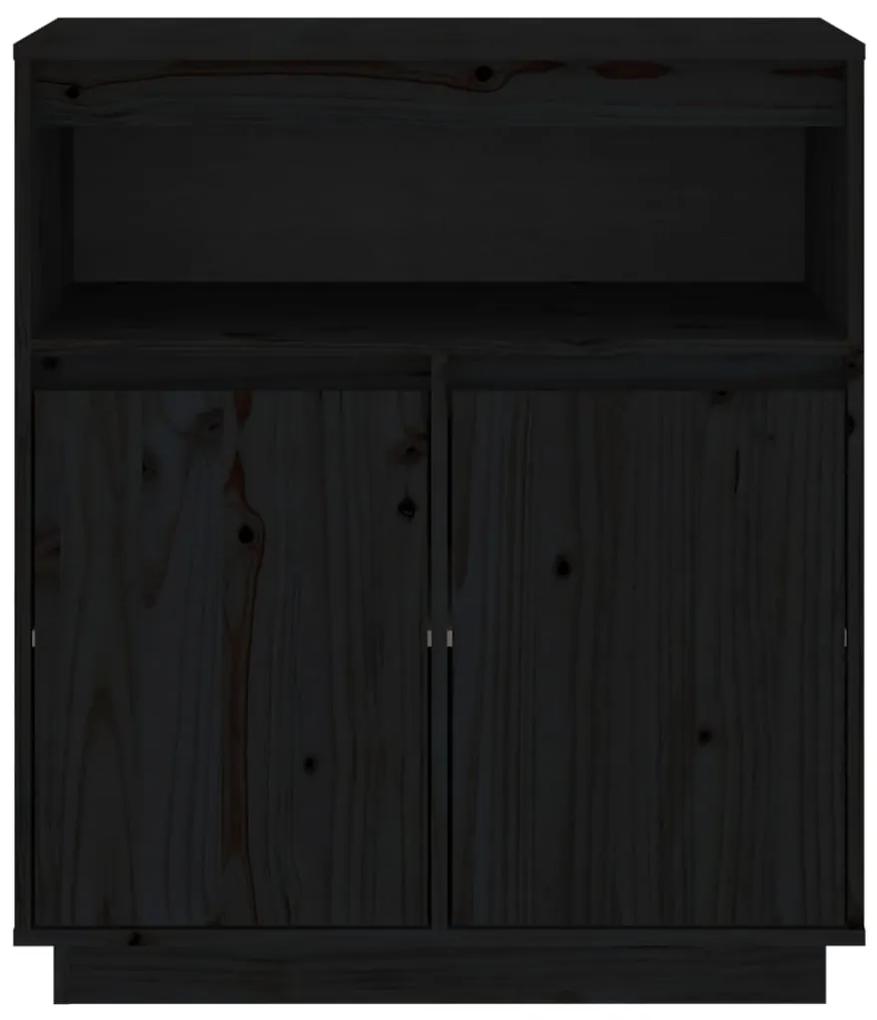 Příborník černý 70 x 34 x 80 cm masivní borové dřevo - Default Title