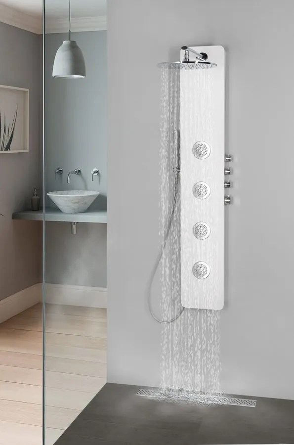 Polysan Sapho, SPIRIT ROUND termostatický sprchový panel nástěnný, 250x1550mm, bílá