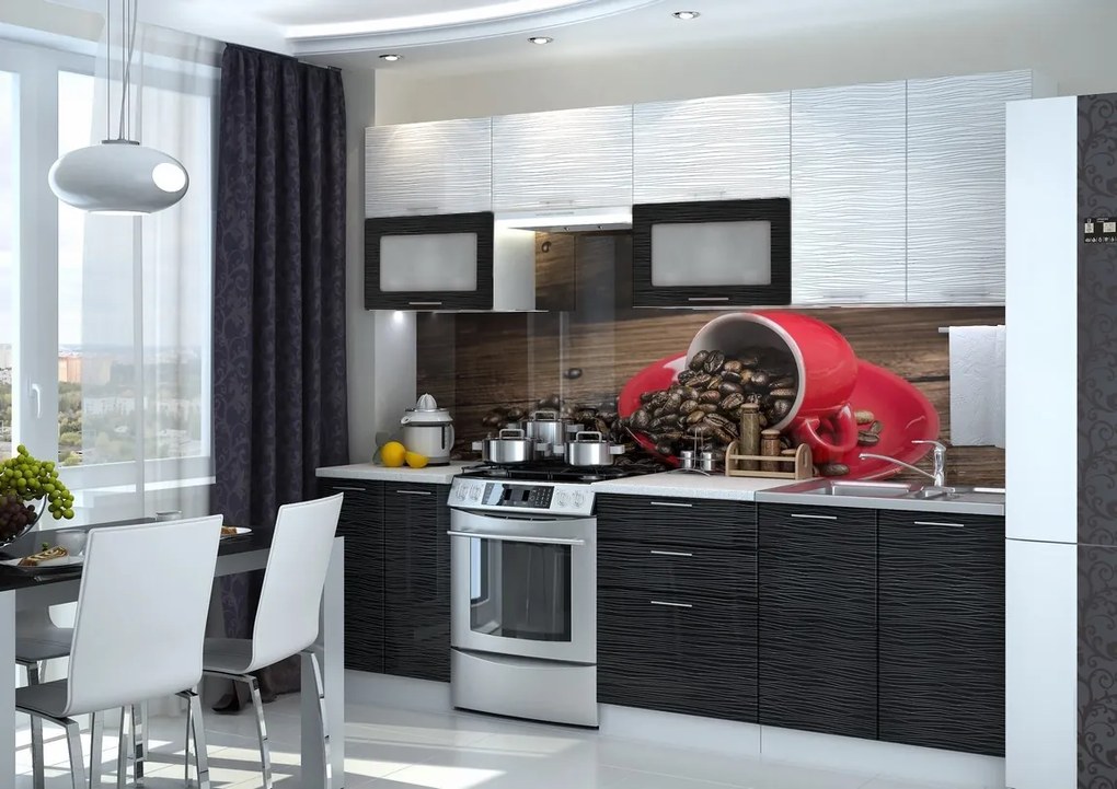Casarredo Kuchyně VALERIA 260 bk/black/white stripe