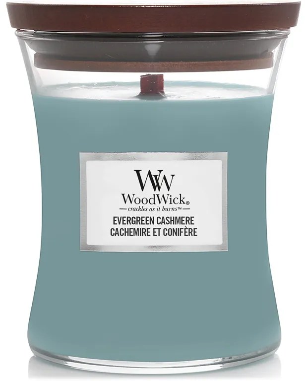 WoodWick – svíčka Evergreen Cashmere (Jehličí a kašmír) Velikost: střední 275 g