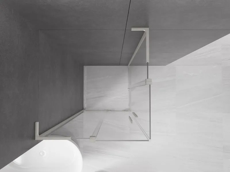 Mexen Velar L Duo, sprchový kout s posuvnými dveřmi 100 x 100 cm, 8mm čiré sklo, broušená ocel, 871-100-100-02-03-97