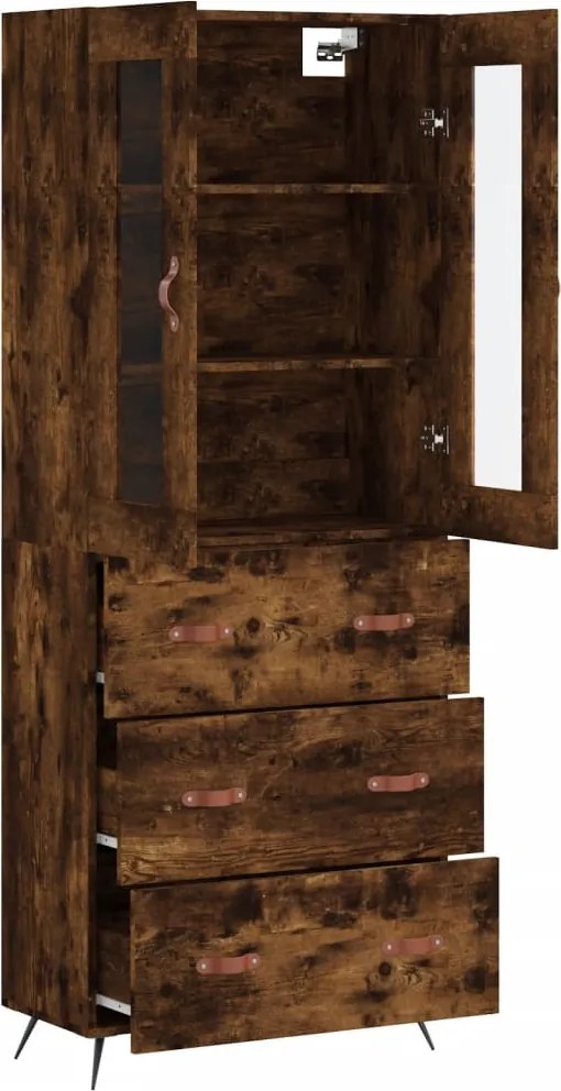 Skříň highboard kouřový dub 69,5 x 34 x 180 cm kompozitní dřevo 3198382