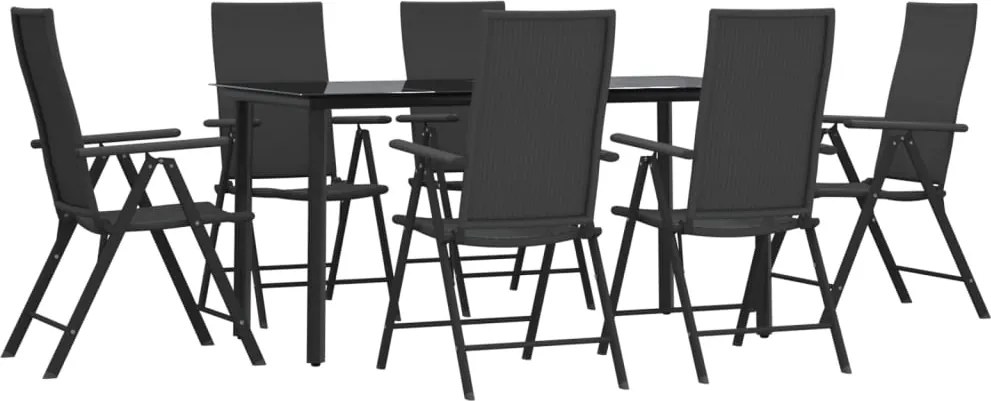 7dílný zahradní jídelní set černý polyratan 3156513