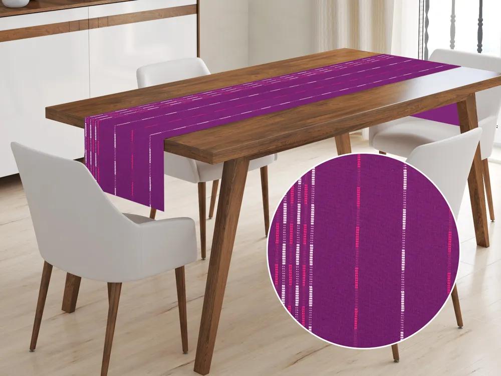 Biante Bavlněný běhoun na stůl Olivia OL-002 Proužky na fialovém 20x180 cm