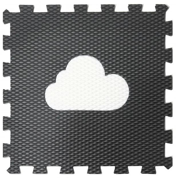 Vylen Pěnové podlahové puzzle Minideckfloor s mráčkem  Bílý s tmavě modrým mráčkem 340 x 340 mm