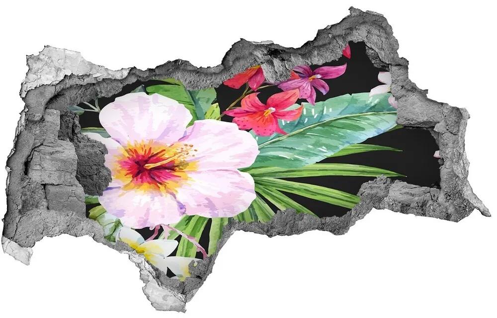 Wallmuralia Nálepka 3D díra na zeď Hawajské květiny 95x73 cm