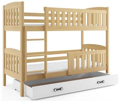 Dětská patrová postel KUBUS s úložným prostorem 80x190 cm - borovice Bílá