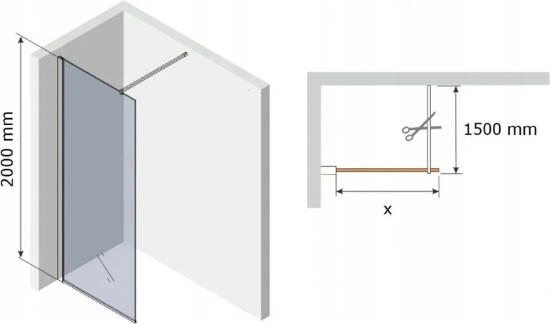 MEXEN KIOTO sprchová stěna walk-in 70x200 cm 8mm 800-070-000-00-00 - MEXEN