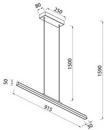 Mantra Lineal, bílé lineární závěsné svítidlo se svícení nahoru/dolů LED 36W 3000K, délka 91cm