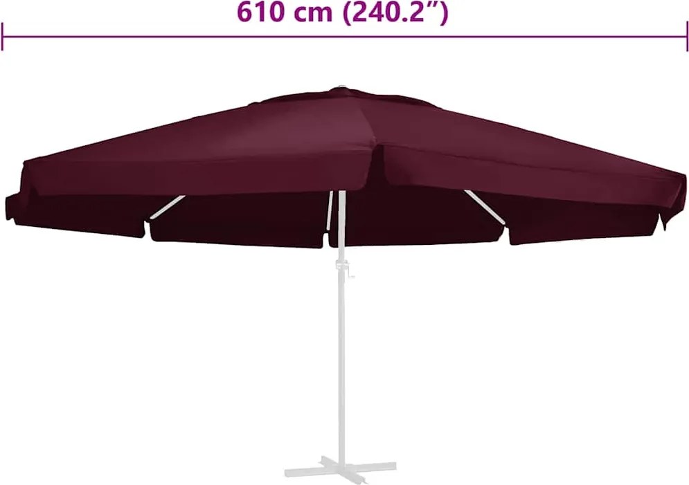 Náhradní potah na zahradní slunečník bordeaux červený 610 cm 312550