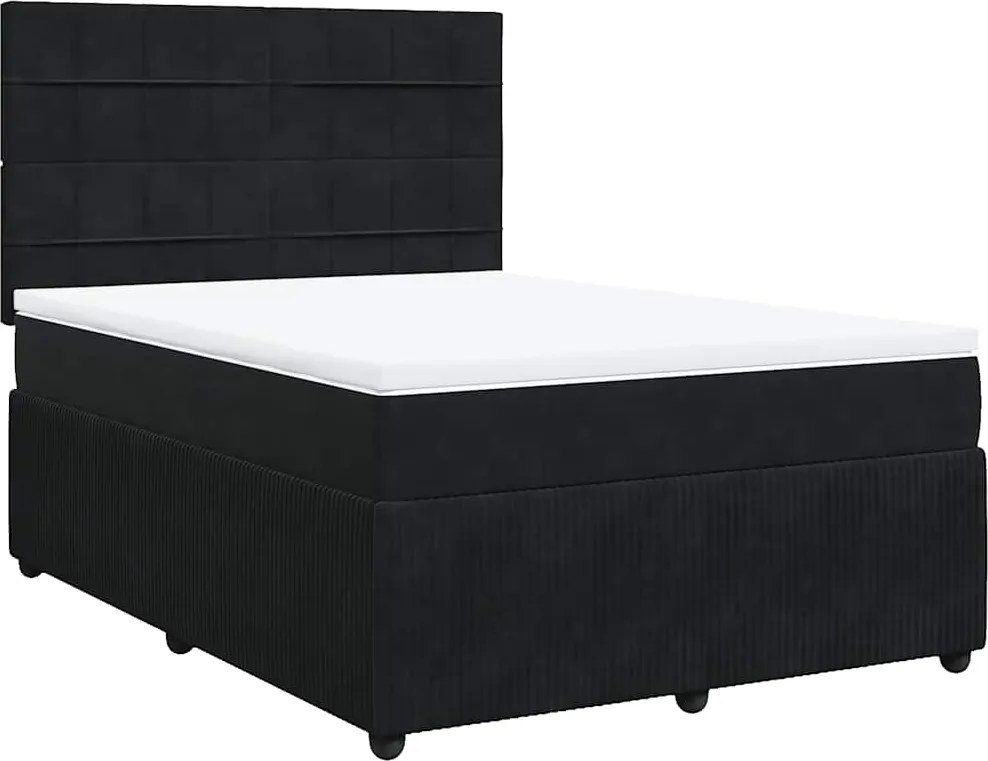 Box spring postel s matrací černá 140x200 cm samet 3292360