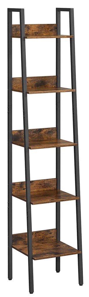 Žebříkový regál v industriálním designu s 5 policemi, 170x33,8x30 cm