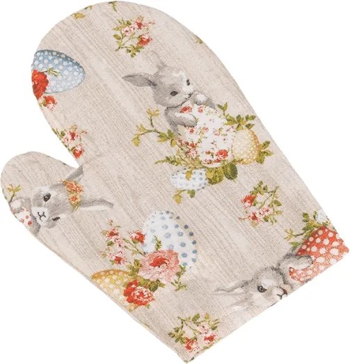 Bellatex Kuchyňská chňapka Velikonoce 28x18 cm Zajíček béžová, zelená, červená