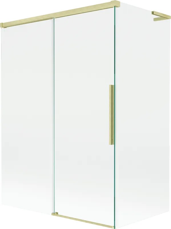 Mexen Rox, L posuvná 2-křídlová vanová zástěna 120 + 70 x 150 cm, 8mm čiré sklo, zlatý matný profil, 8C9L-120-070-55-00