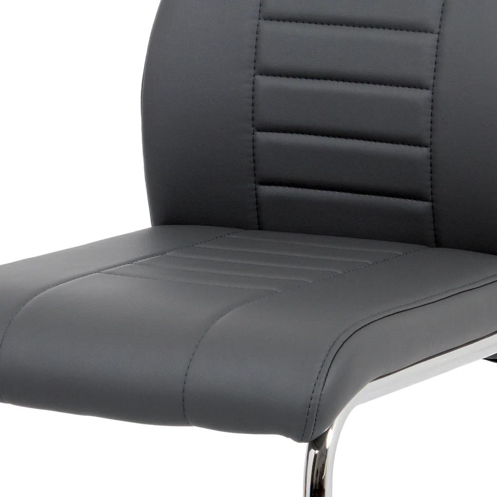 Jídelní židle, šedá koženka / chrom - HC-955 GREY