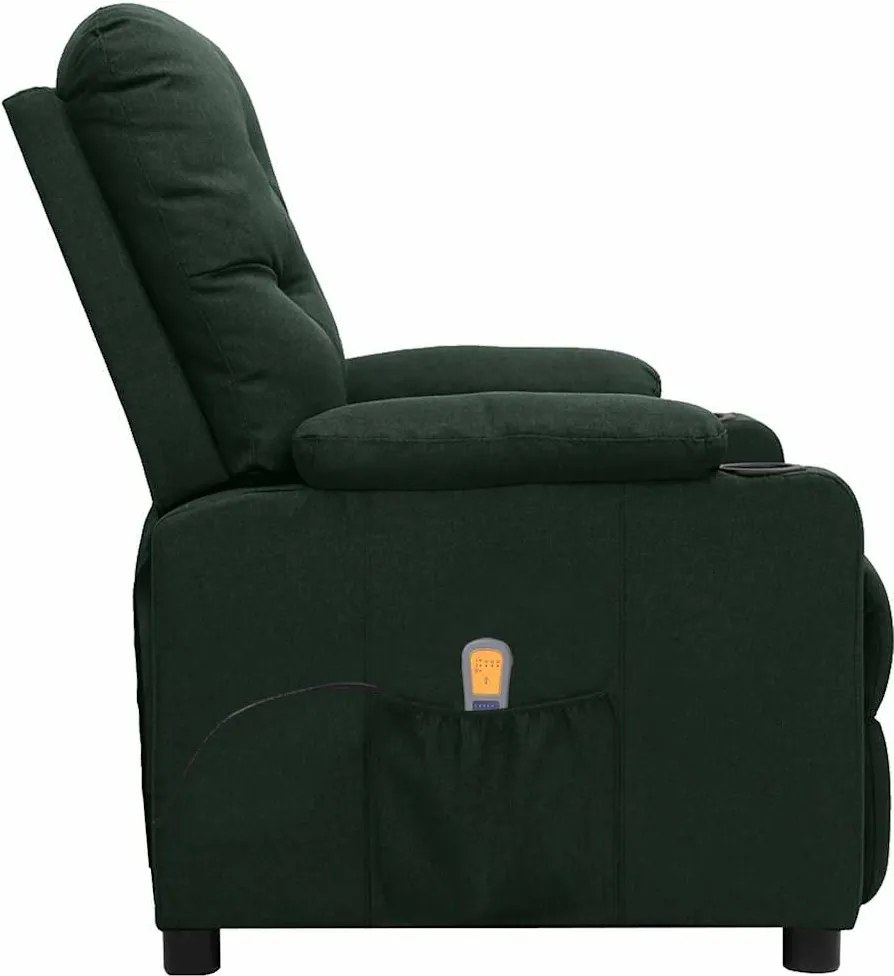 Masážní křeslo tmavě zelené textil 339118