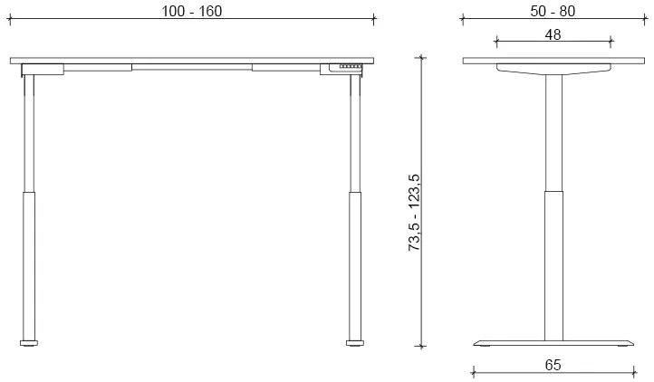 Elektricky výškově nastavitelný stůl SILENT — bílý, bez desky Antares