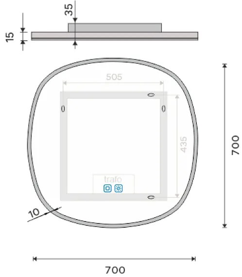 Nimco Oválné LED zrcadlo pr. 700 se dvěma dotykovými senzory