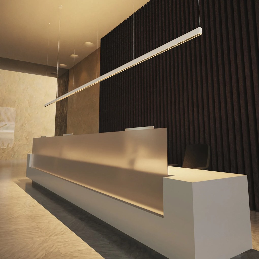 Mantra Hanok, lineární bílé závěsné svítidlo LED 190W 3000K 50°, délka 600cm
