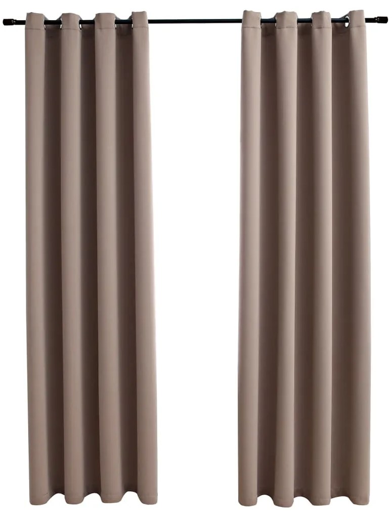 Zatemňovací závěsy s kovovými kroužky 2 ks taupe 140 x 245 cm 134436