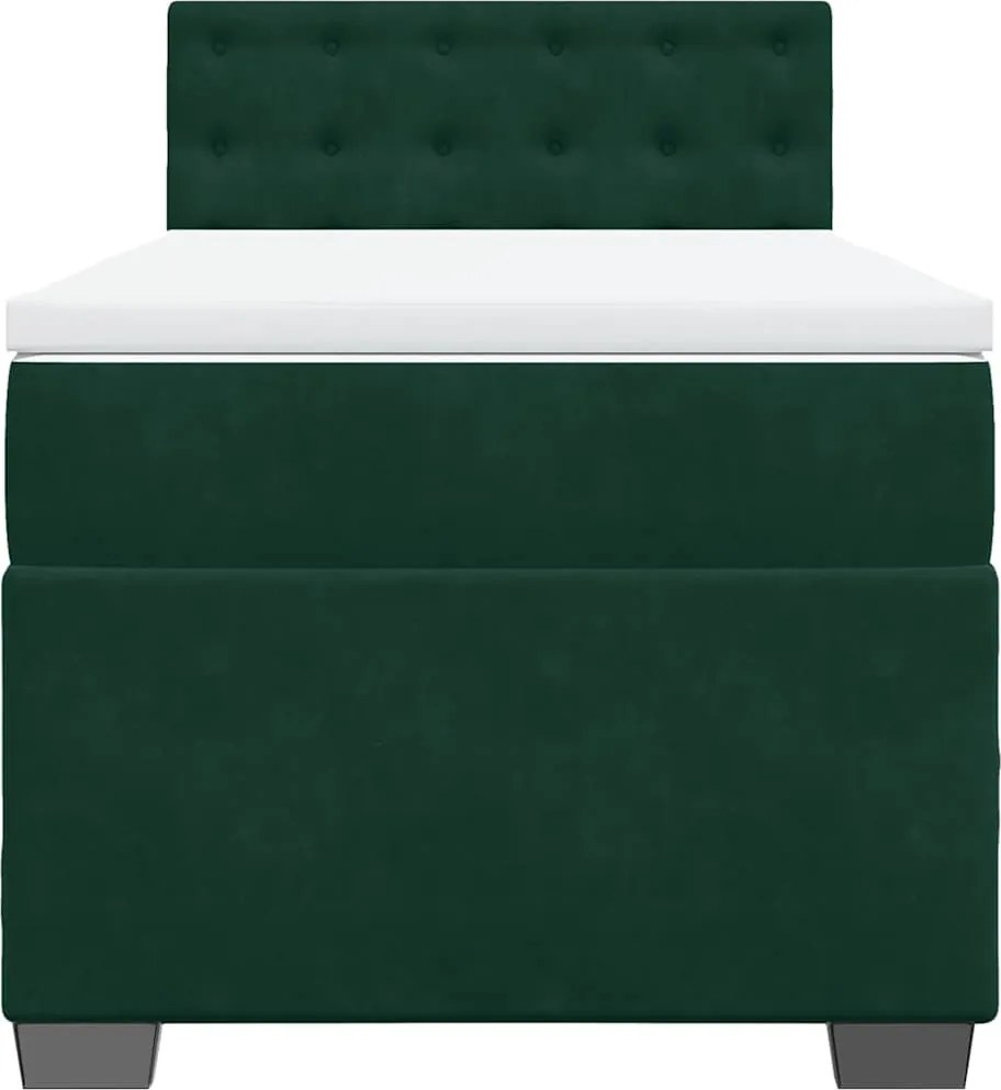 Box spring postel s matrací tmavě zelená 90x190 cm samet 3286189