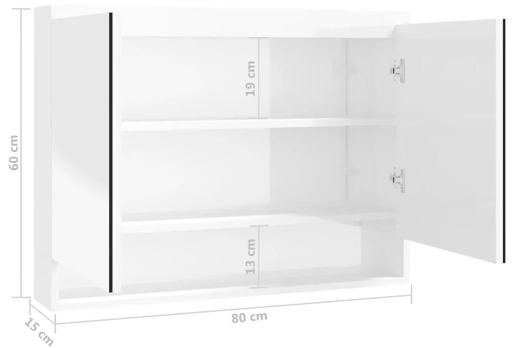 vidaXL Koupelnová skříňka se zrcadlem 80 x 15 x 60 cm MDF zářivě bílá