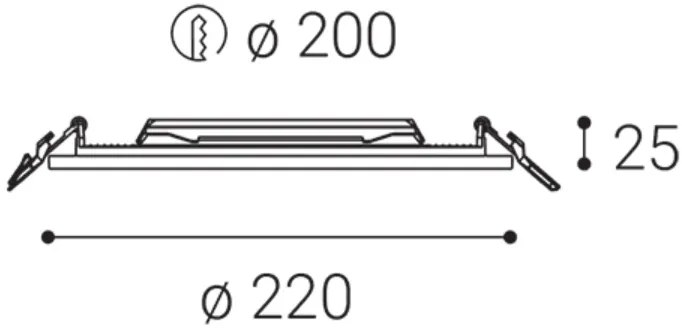 LED2 SLIM-R, zápustné stropní LED svítidlo, IP43 Velikost svítidla: M