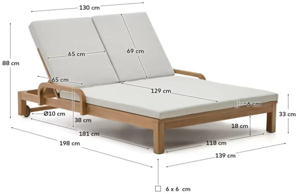 Dřevěné zahradní dvojlehátko Kave Home Sonsaura