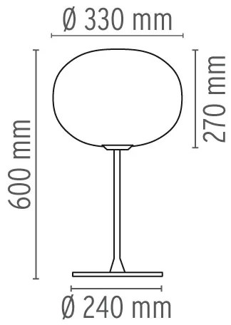 Flos Glo-Ball T1, stolní lampa z triplexového skla se stmívačem, stříbrná, 1x150W E27, výška 60cm