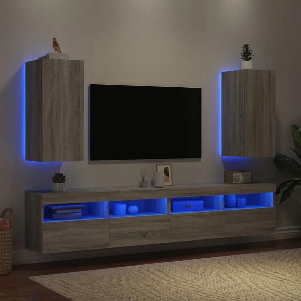vidaXL Nástěnné TV skříňky s LED 2 ks 30,5 x 35 x 70 cm [837243] Barva: Černá