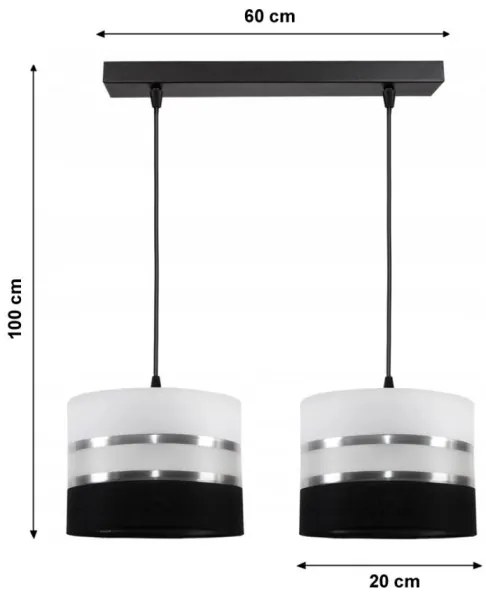 Lustr na lanku CORAL 2xE27/60W/230V černobílá