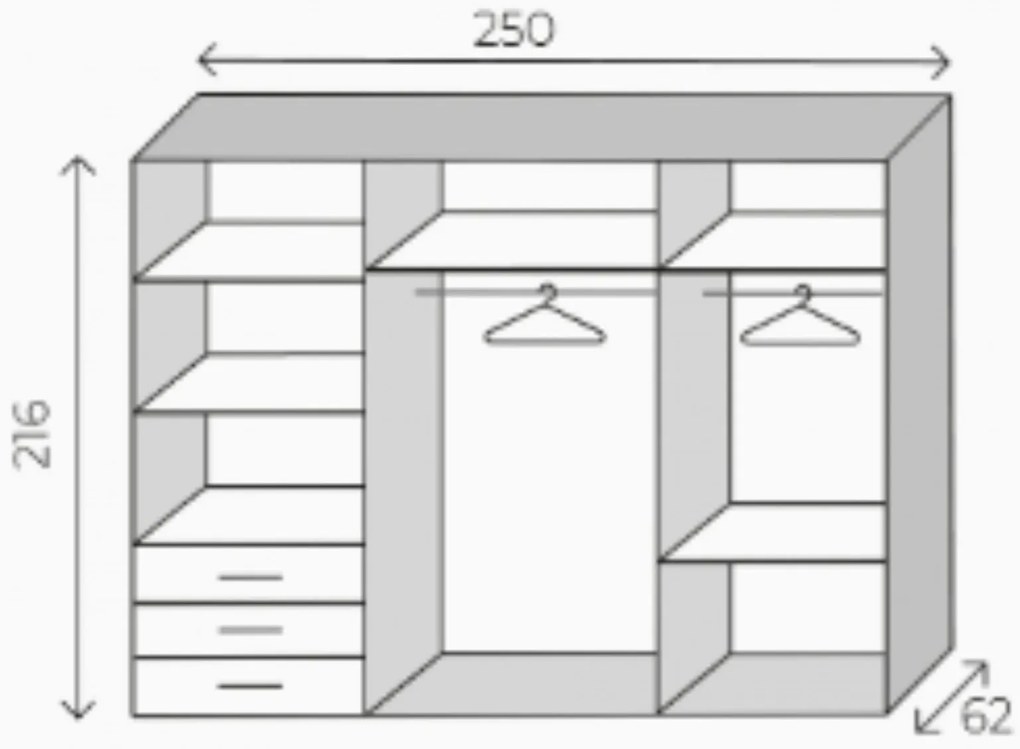 FALCO Šatní skříň Nova 250 dub sonoma