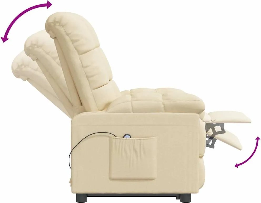 Elektrické polohovací křeslo krémové textil 3073757