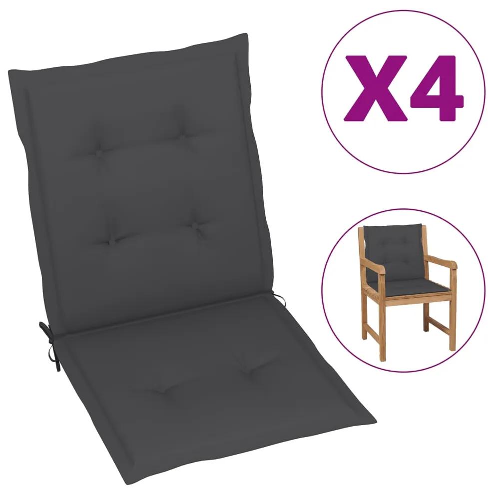 47549 vidaXL Podušky na zahradní židle 4 ks antracitové 100 x 50 x 3 cm