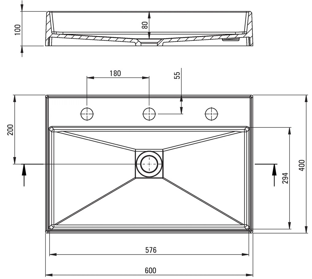 Deante Correo, kamenné umyvadlo na desku 60x40 cm, šedá, CQR_SU6S