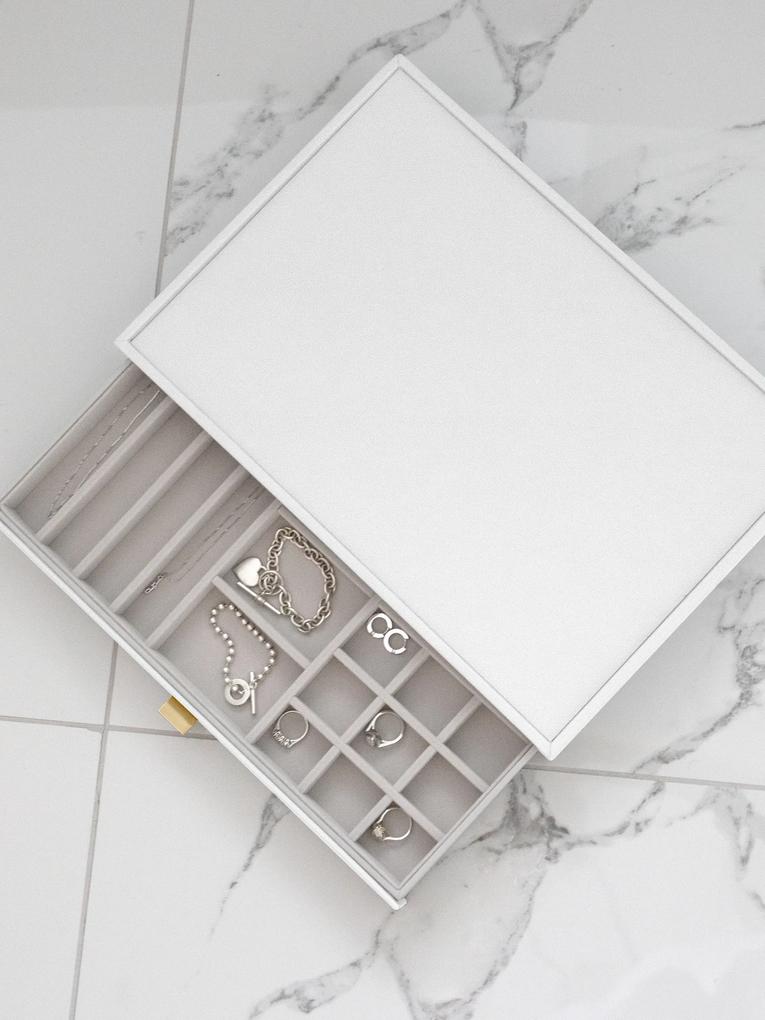 Krabička na šperky Stackers Pebble s 19 přihrádkami se zásuvkou supersize bílá