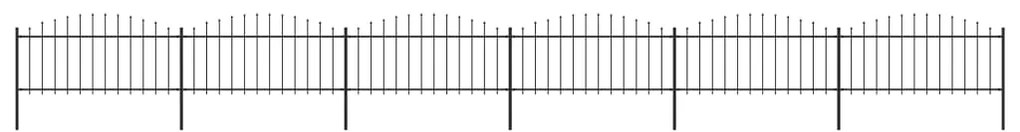 Zahradní plot s kopím nahoře ocelový 1070 x 75 cm černý