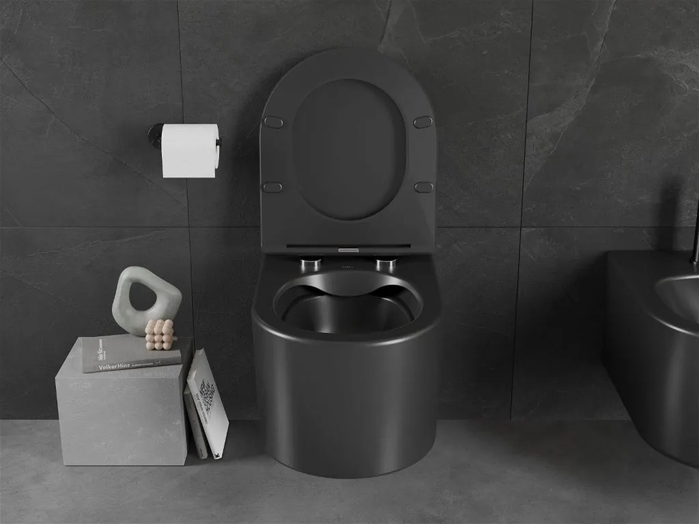 Závěsný WC set MEXEN Sofia 36 cm s prkénkem Slow SLIM černý