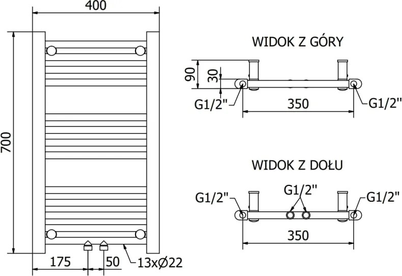 Mexen Mars elektrický radiátor 700 x 400 mm, 300 W, černý - W110-0700-400-6300-70