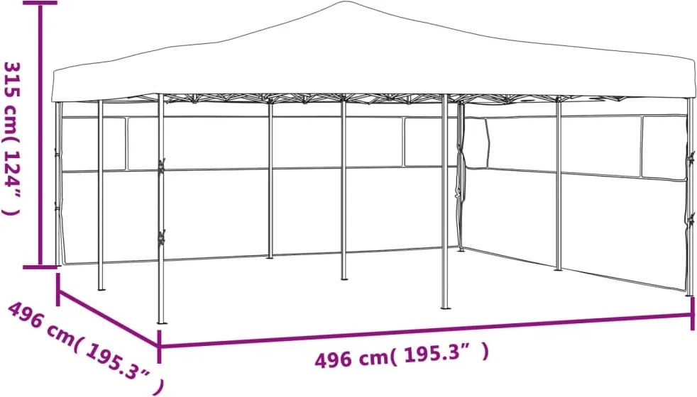 vidaXL Marketos Skládací altán se 2 bočnicemi 5 x 5 m modrý
