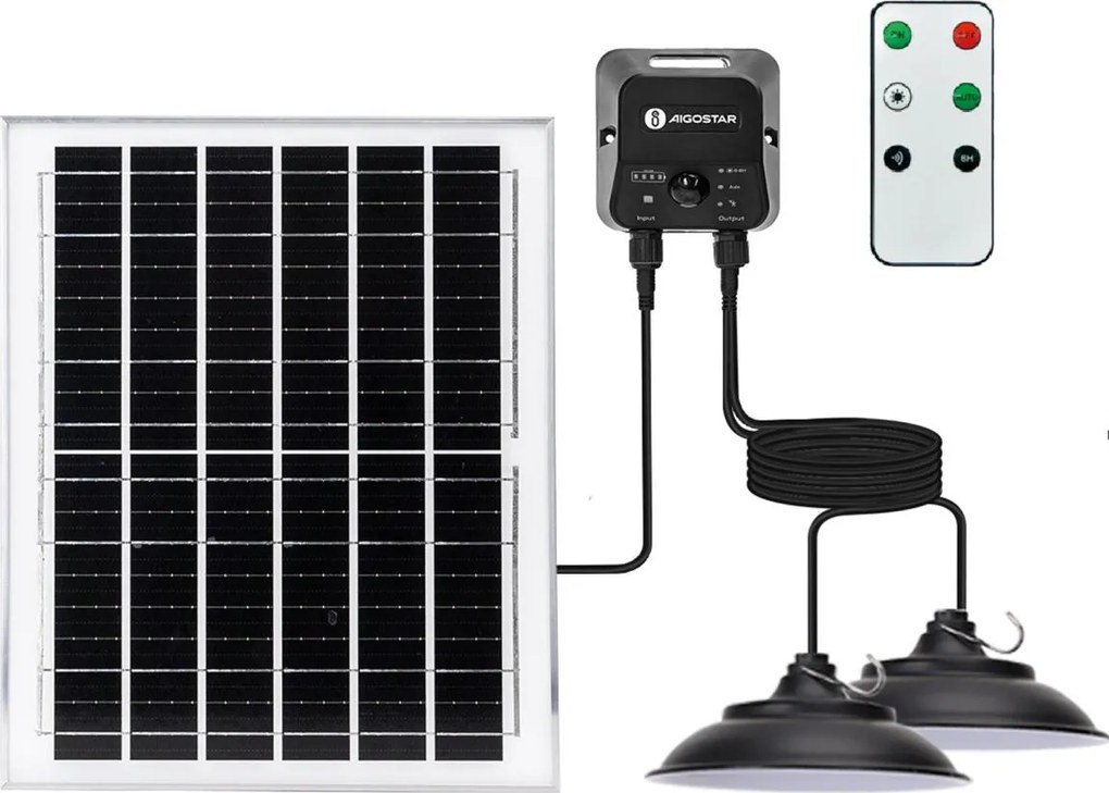 Aigostar - LED Solární lustr 2xLED/70W/12V 12000 mAh 6500K pr. 23,5 cm + DO