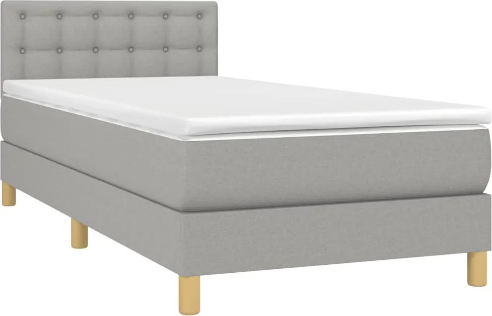 Box spring postel s matrací světle šedá 90x200 cm textil 3140905