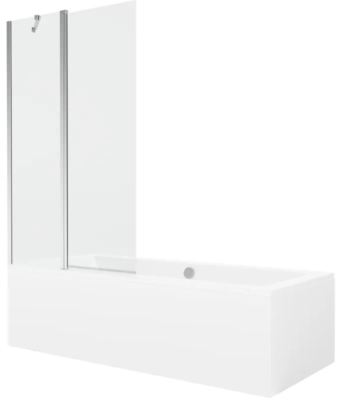 Mexen Cube obdélníková vana 180 x 80 cm s pláštěm 1-křídlovou zástěnou 100 cm, Průhledné, Chromovaná - 550518080X9410110100