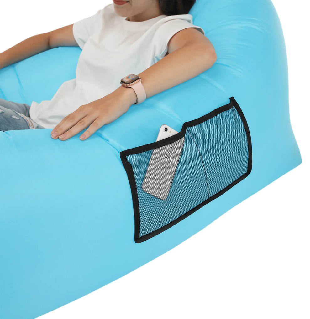 Nafukovací sedací vak/lazy bag, modrá, LEBAG