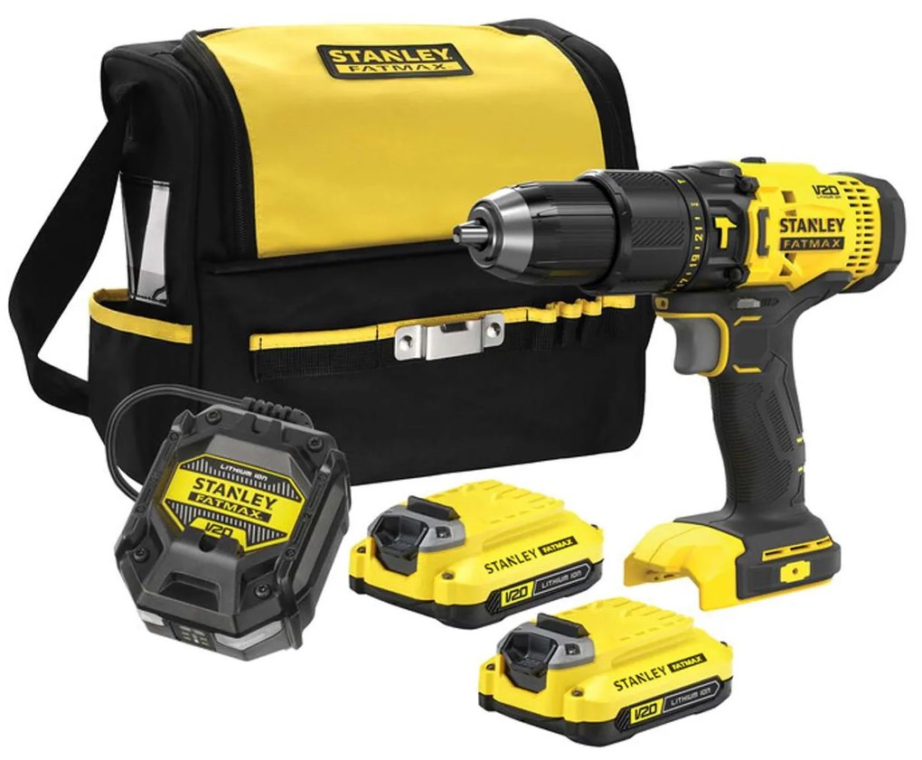 Stanley - 18V AKU vrtačka s příklepem, 2x aku 1,5 Ah Li-Ion, nabíječka SFMCD711C2S-QW