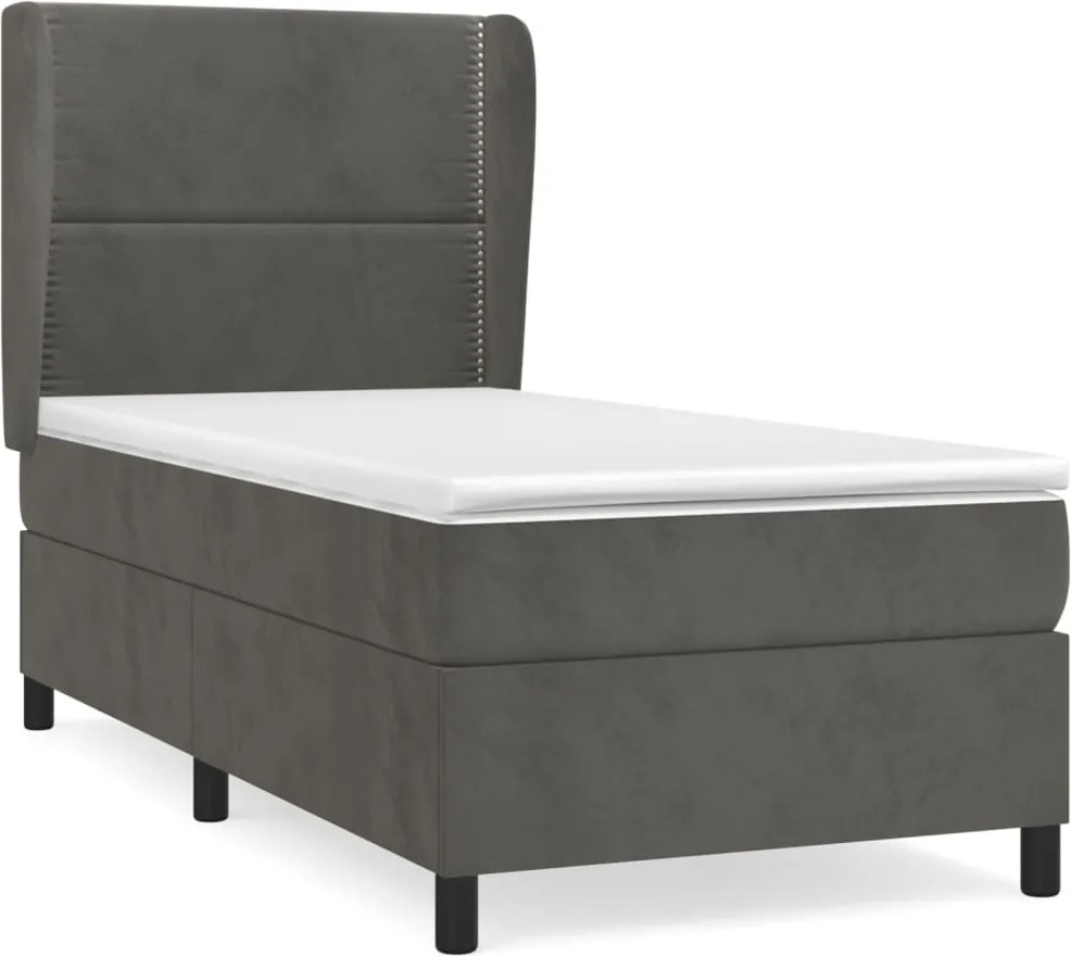 Box spring postel s matrací tmavě šedá 80 x 200 cm samet 3129118
