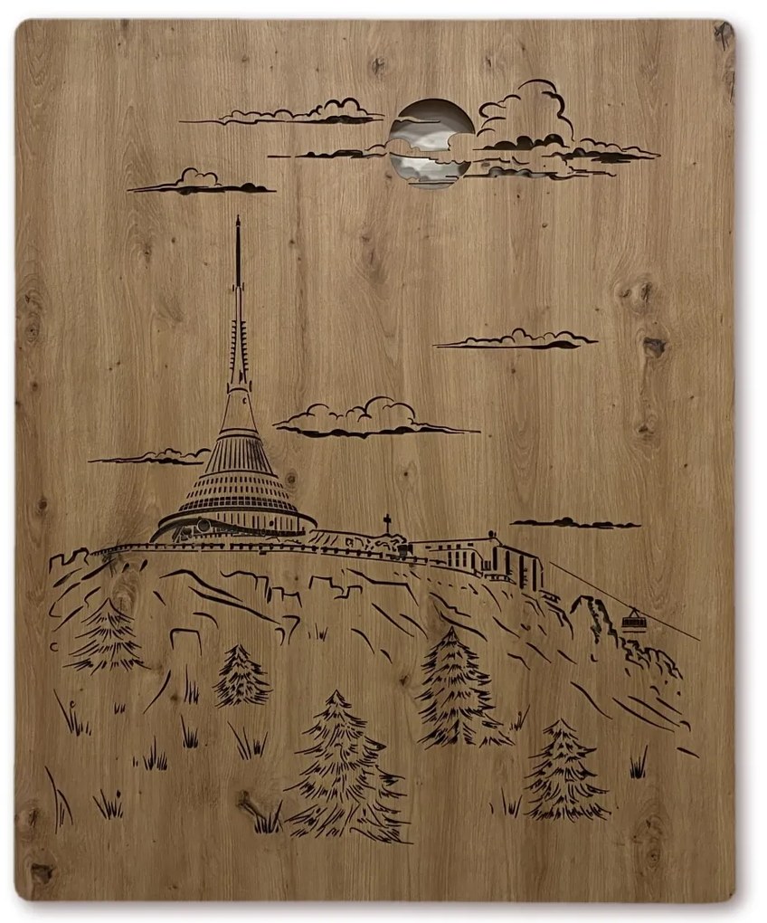 Li-Go "Ještěd" světelný obraz 230V 90x110cm provedení povrchu: bříza