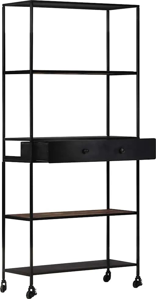Knihovna 80 x 35 x 180 cm hrubé mangovníkové dřevo a železo 323734