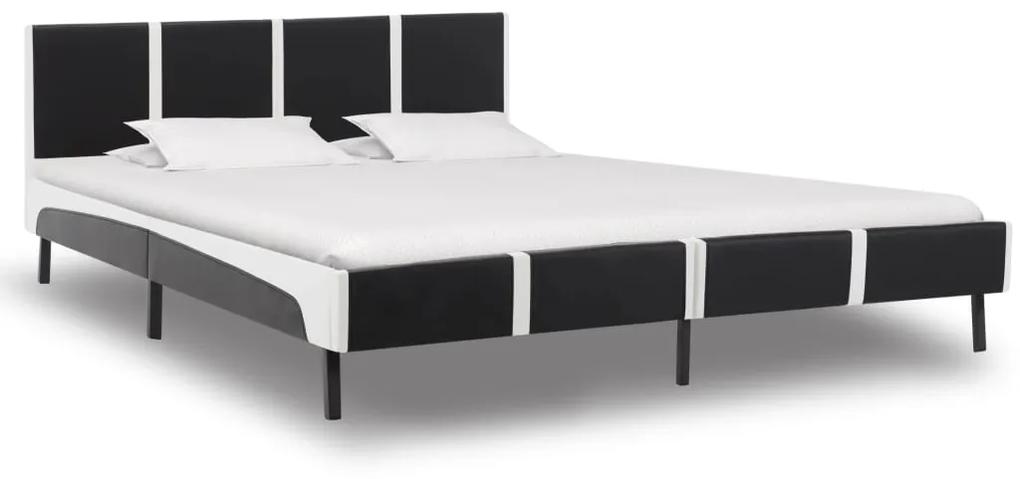 280291 vidaXL Rám postele černobílý umělá kůže 180 x 200 cm